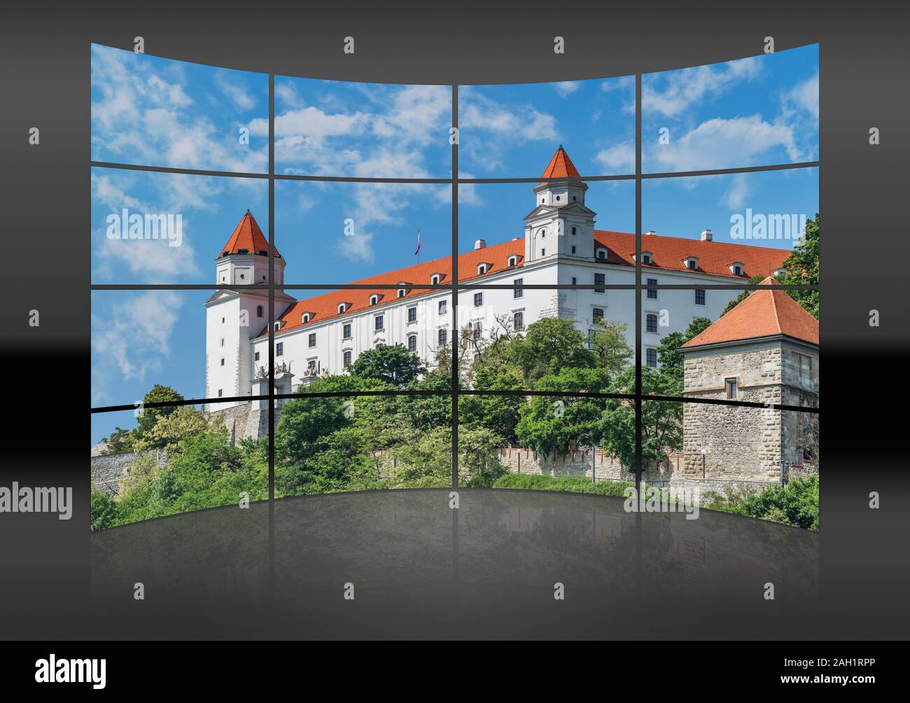 A curved wall. 16 small pictures give a whole picture. Bratislava ...