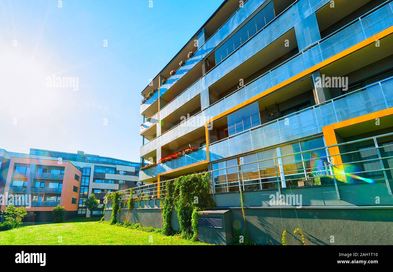 Modern residential buildings outdoor facilities hi-res stock ...