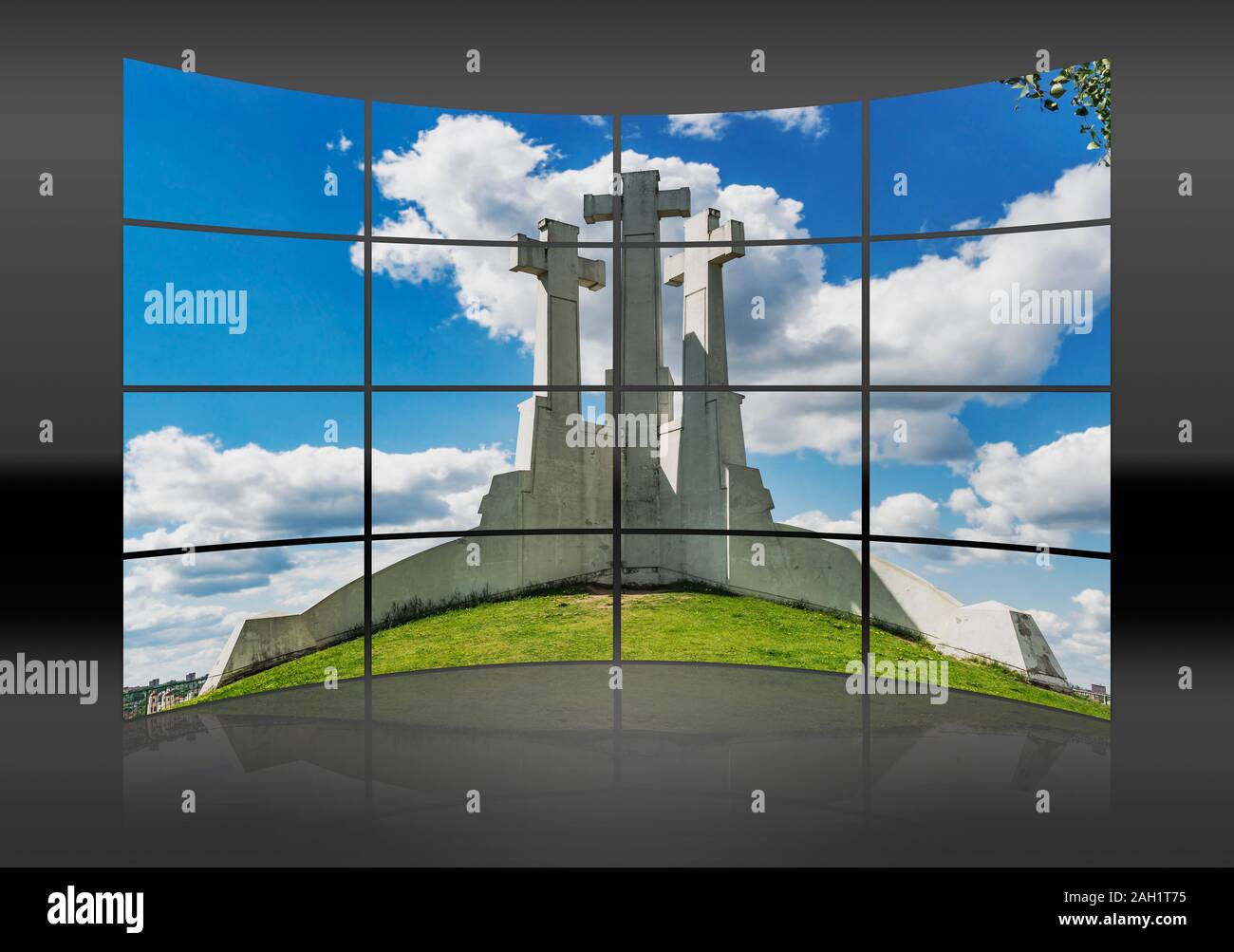 The Hill of three crosses is a landmark of Vilnius, Lithuania, Baltic ...