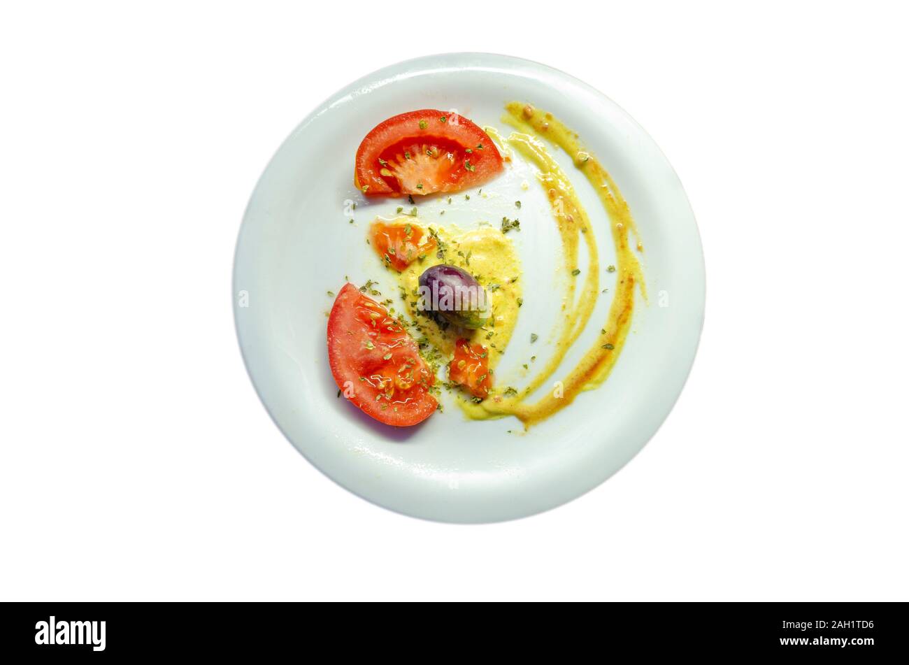 Crescent moon vegetarian food leftovers isolate on white background ...