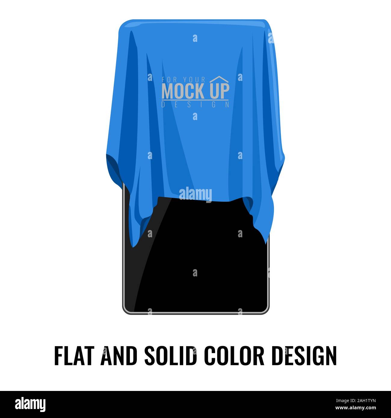 Blue silk cloth covered on smartphone. Cartoon style hand drawn flat ...