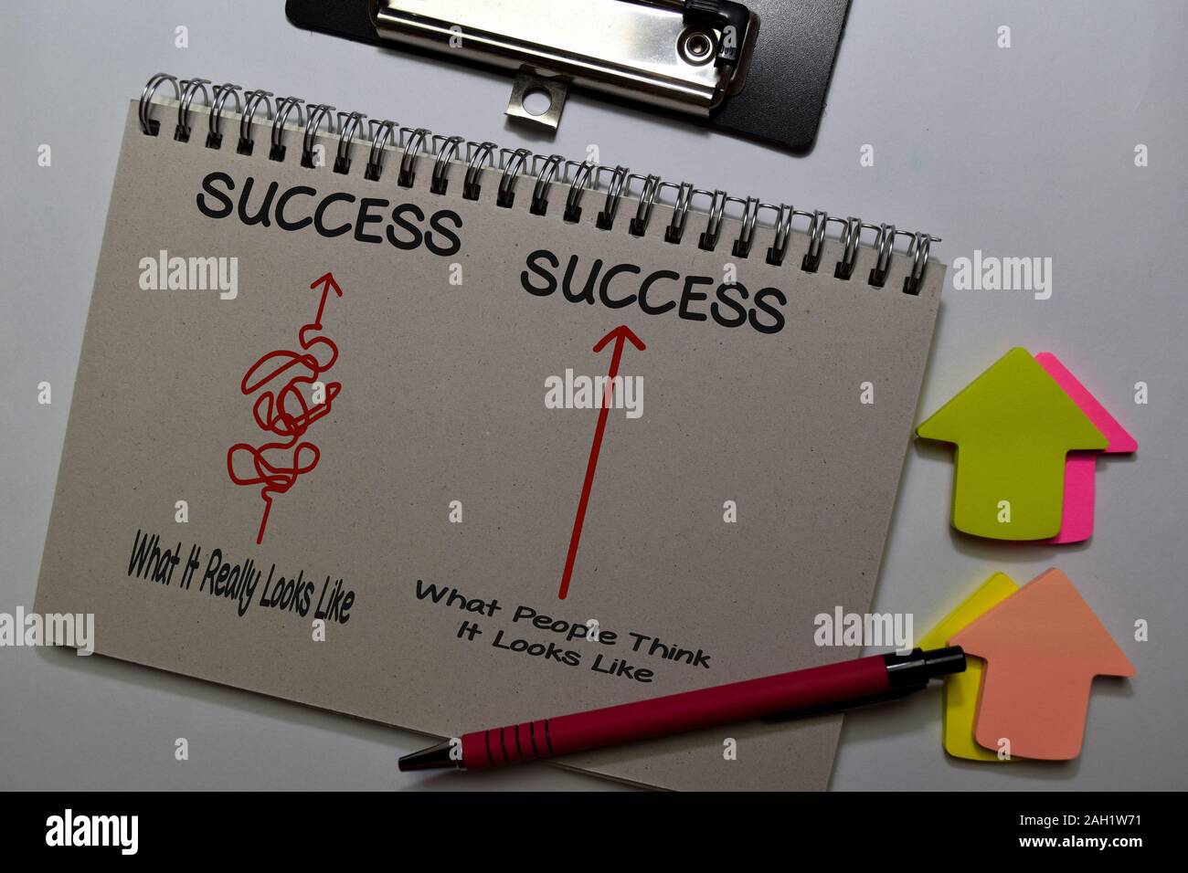 Success write on a book isolated on Office Desk Stock Photo - Alamy