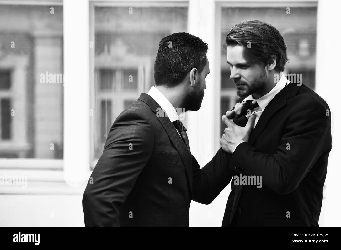 Business conflict situation. Partners argue among themselves in office ...