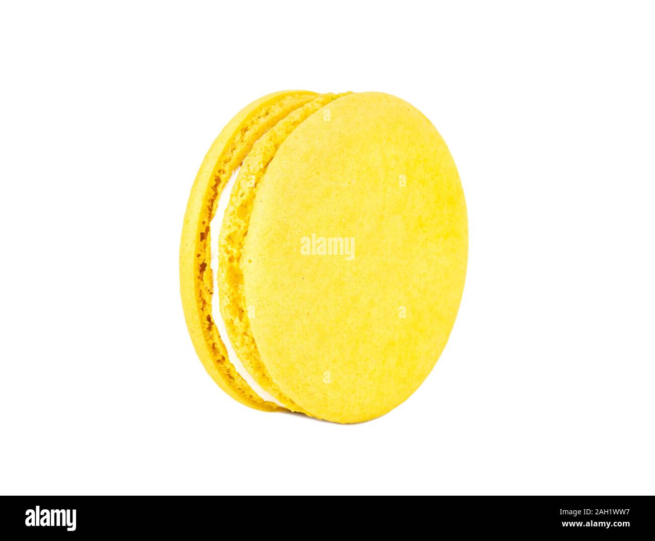 Lemon macaroon isolated on white background Stock Photo - Alamy