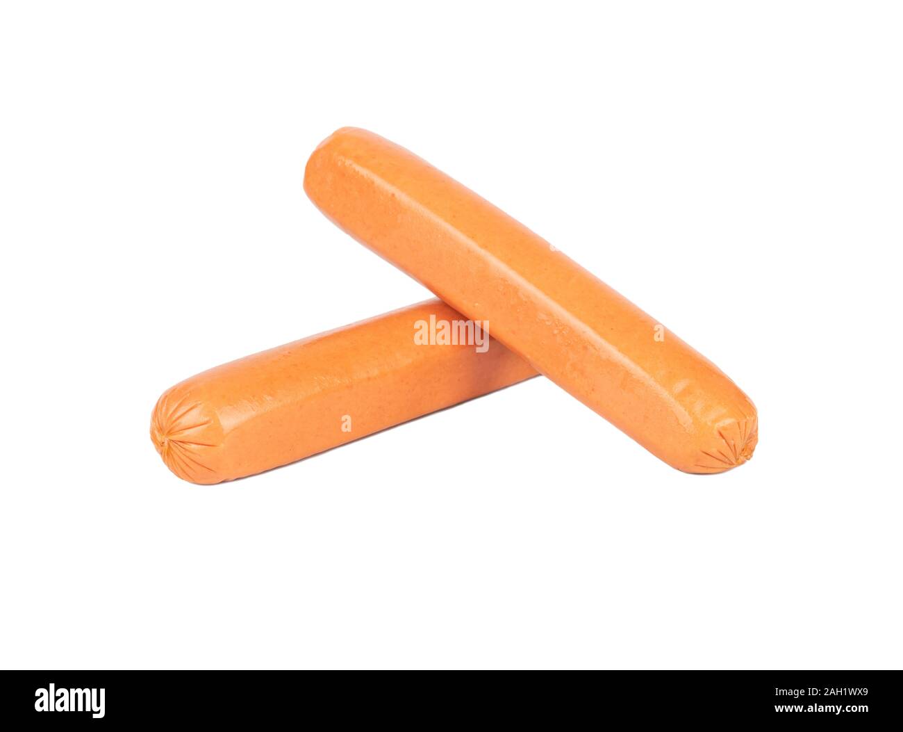 Two pork sausages isolated on white background Stock Photo - Alamy