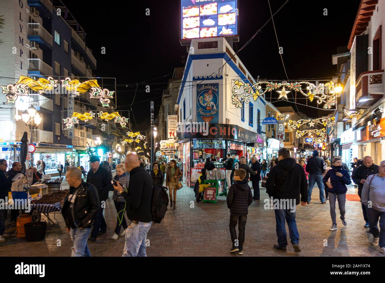Benidorm, Spain - December 22, 2019: Christmas in Benidorm. People ...