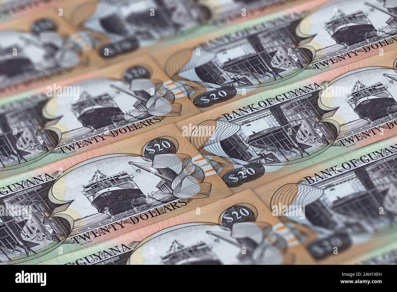 Guyana dollars banknotes background. 20 GYD Stock Photo - Alamy