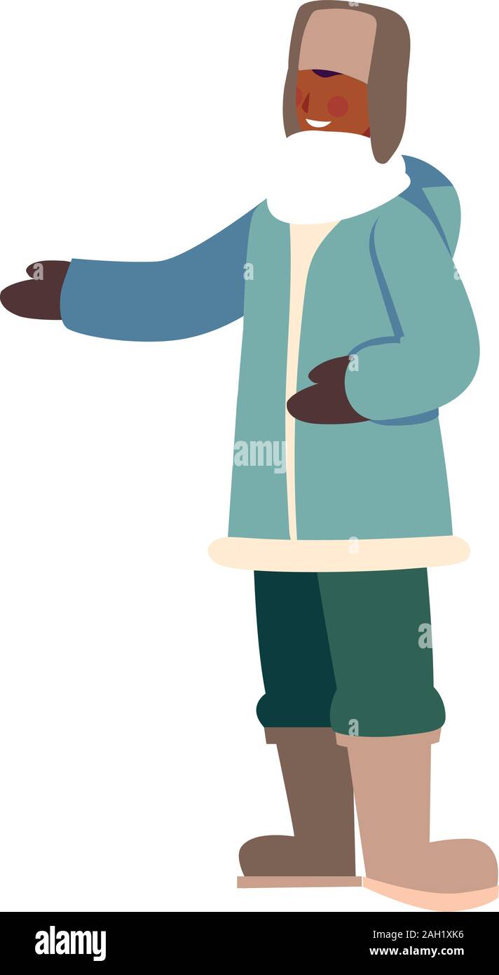 man standing with winter clothes on white background vector ...