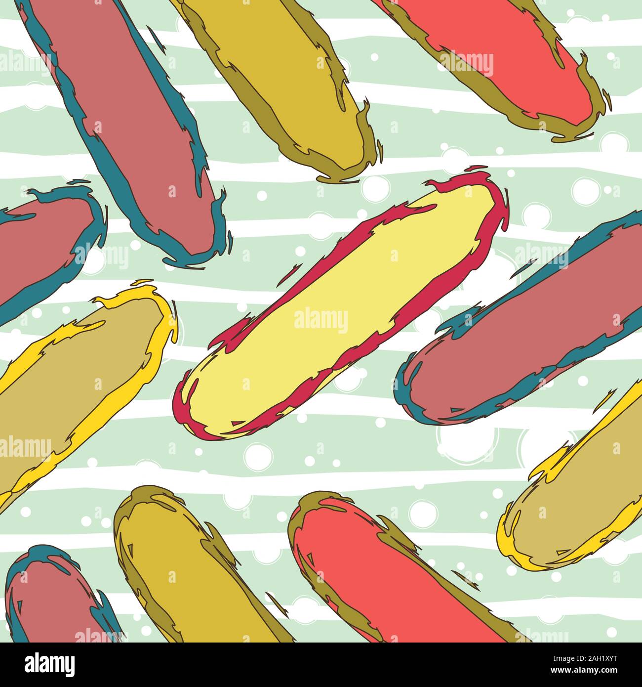 Terracotta Abstract Seamless Pattern With Funny Shapes Modern Digital
