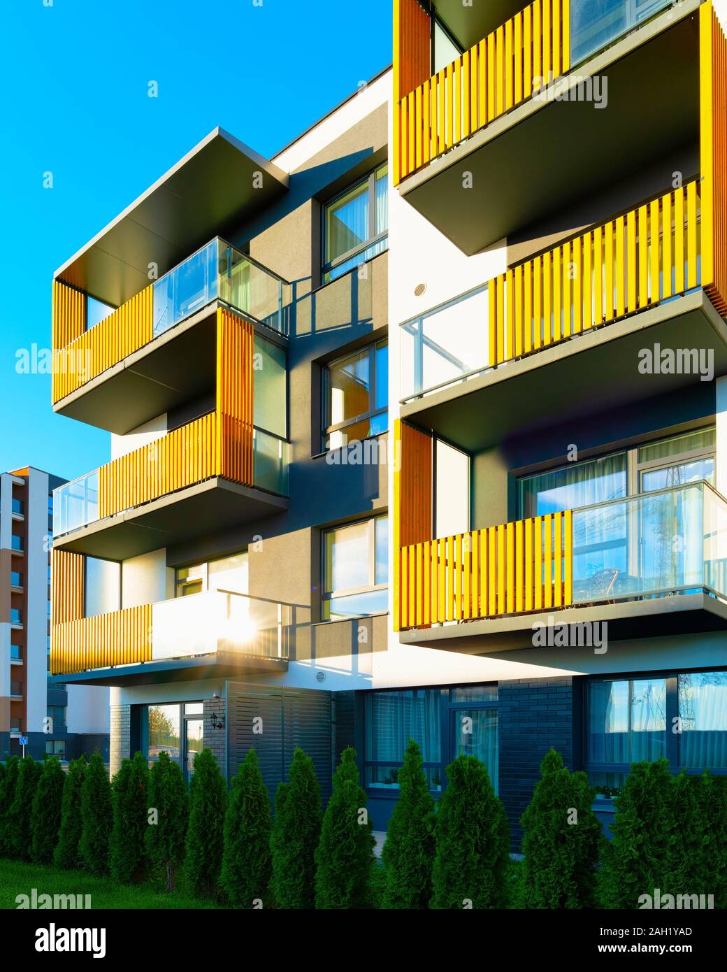 Apartments residential house home facade architecture with outdoor ...