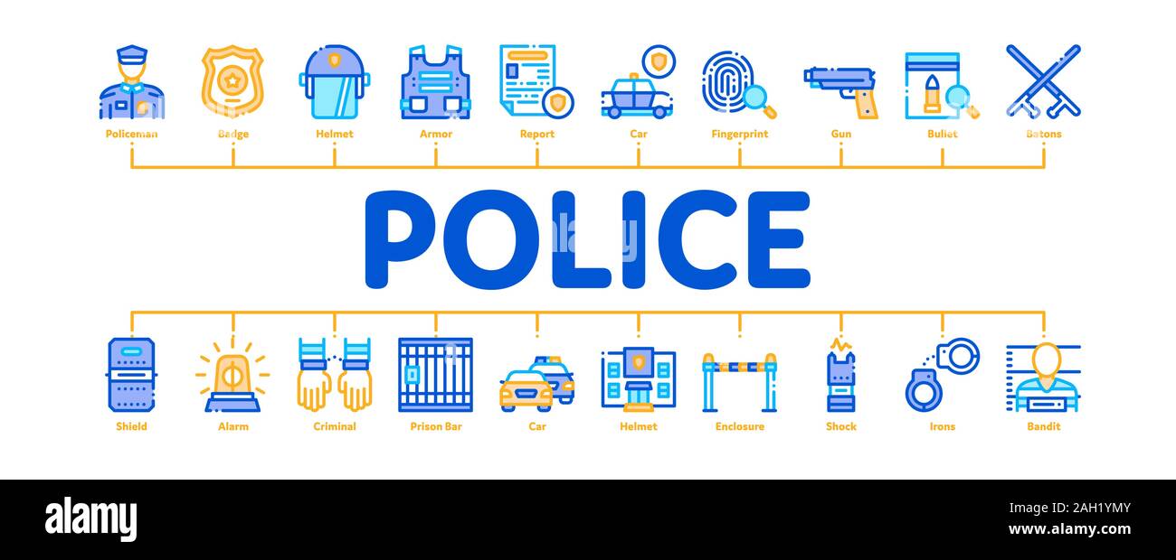 Police Department Minimal Infographic Banner Vector Stock Vector Image ...