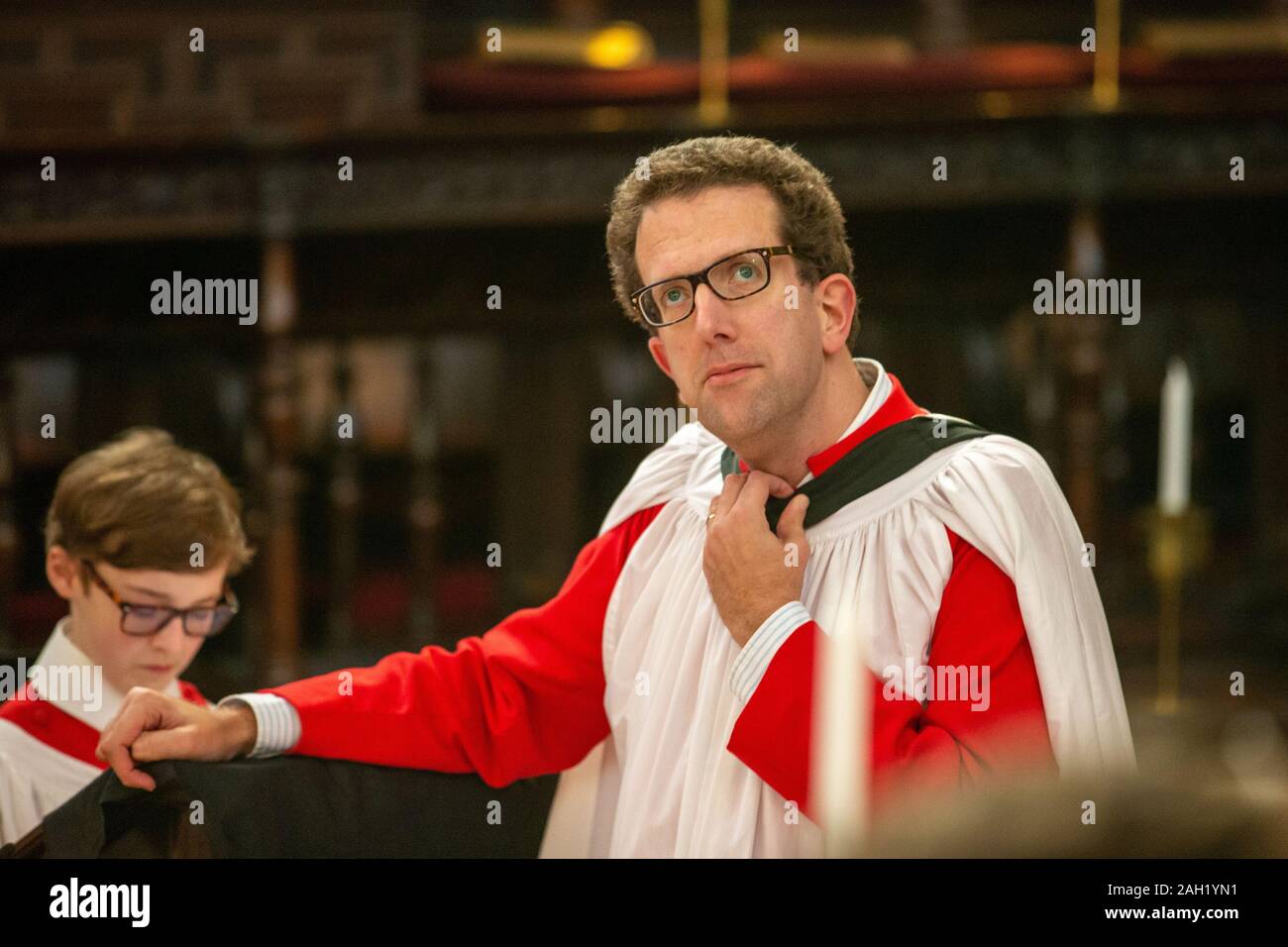 Picture taken Dec 14th shows Daniel Hyde the new director of music with the Choristers in KingÕs ...