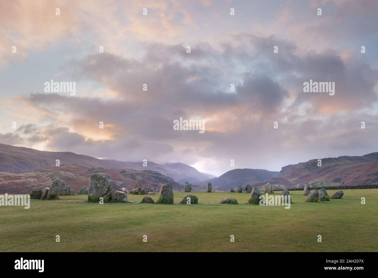 Castlerigg Stone Circle at Sunrise, the Lake District, Cumbria, United ...