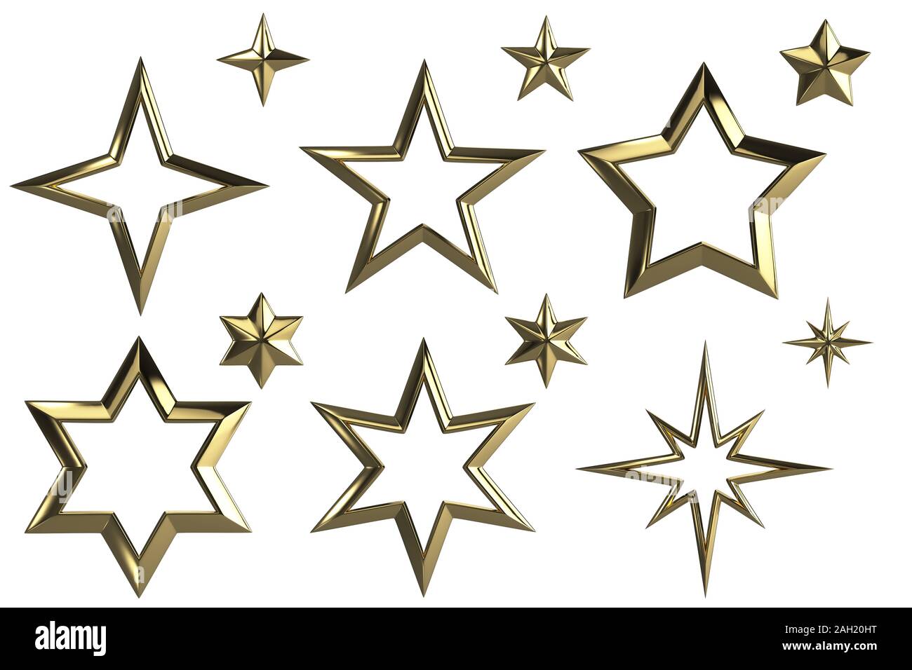 Golden stars collection isolated with clipping path Stock Photo - Alamy