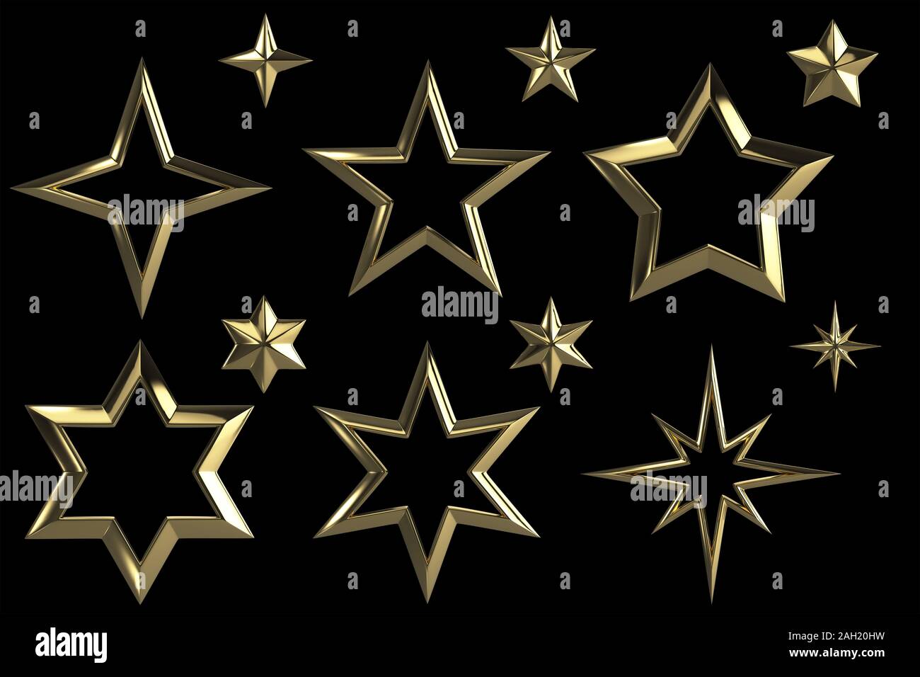 Golden stars collection isolated with clipping path Stock Photo - Alamy