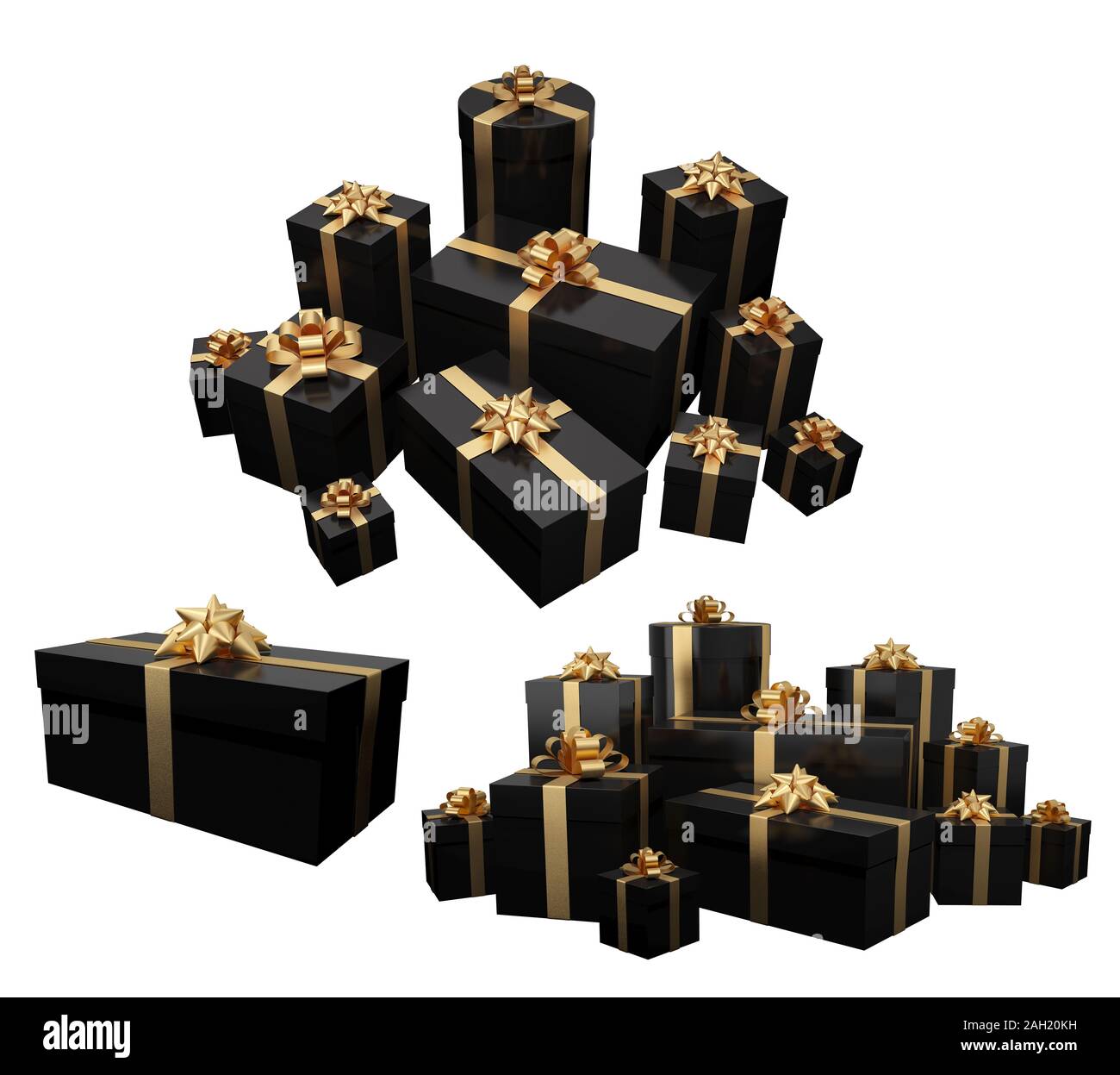 Christmas gift box collection isolated on white background with ...