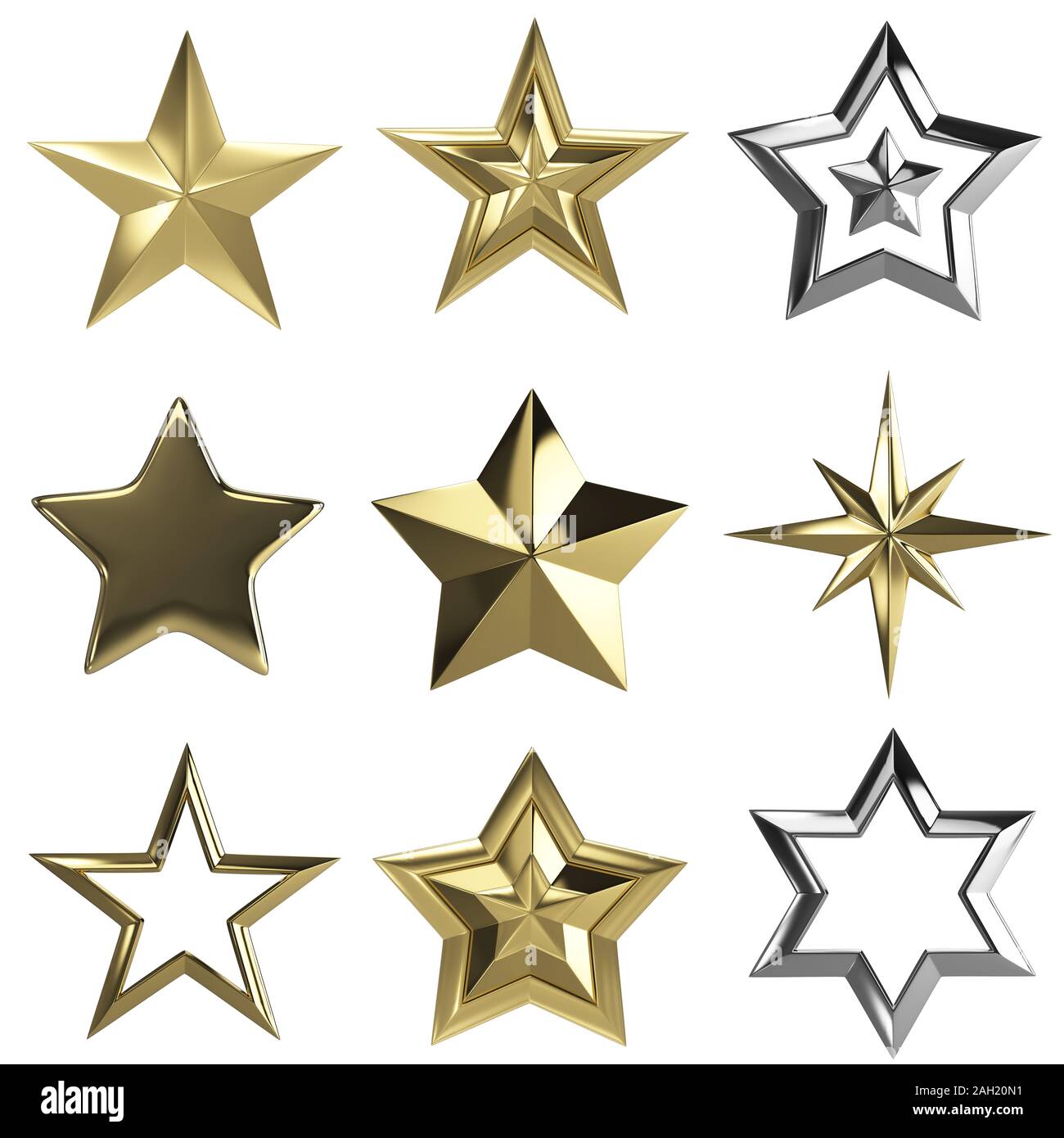 Golden stars collection isolated with clipping path Stock Photo - Alamy