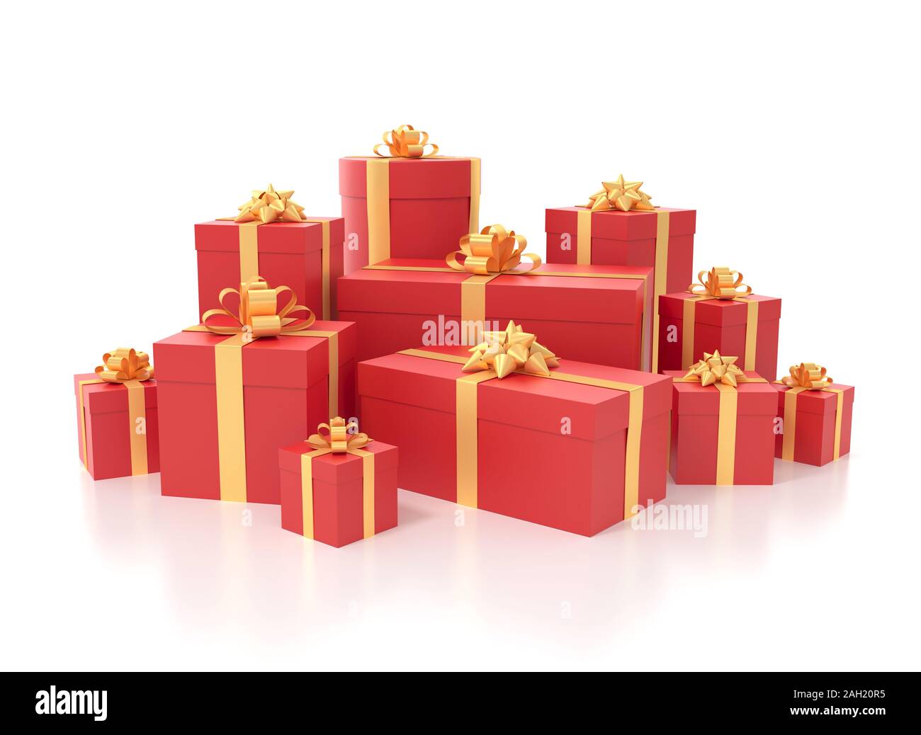 Many presents isolated on white background with clipping path Stock ...