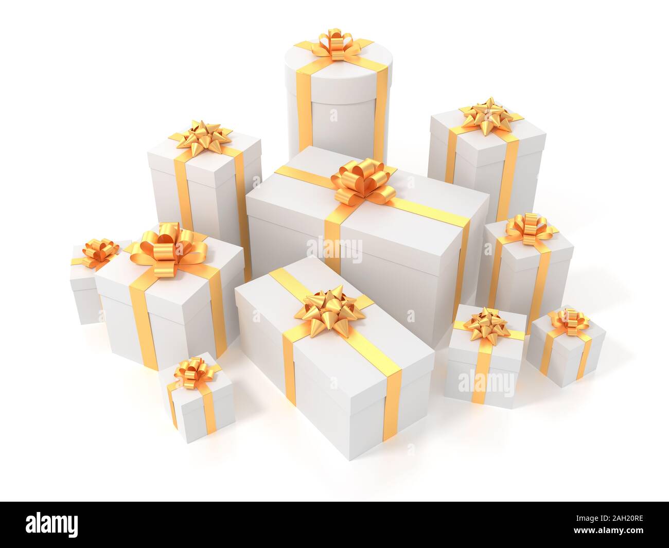 Many presents isolated on white background with clipping path Stock ...