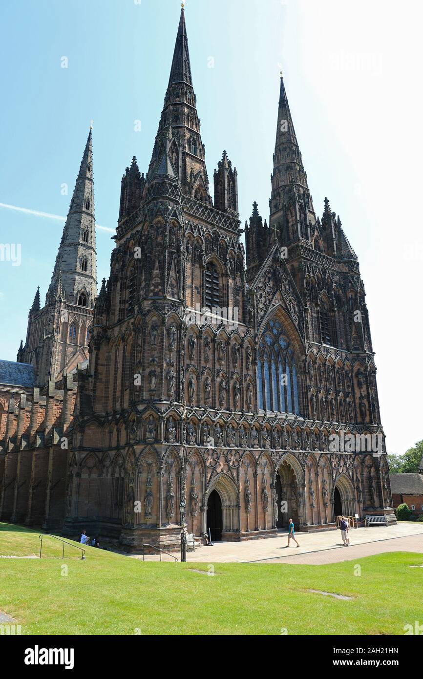 The West Front of Lichfield Cathedral, the only medieval English ...