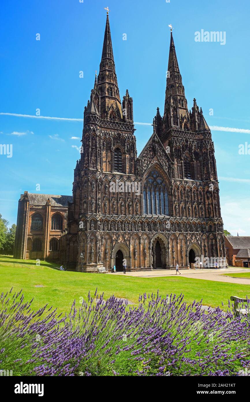 The West Front of Lichfield Cathedral, the only medieval English ...