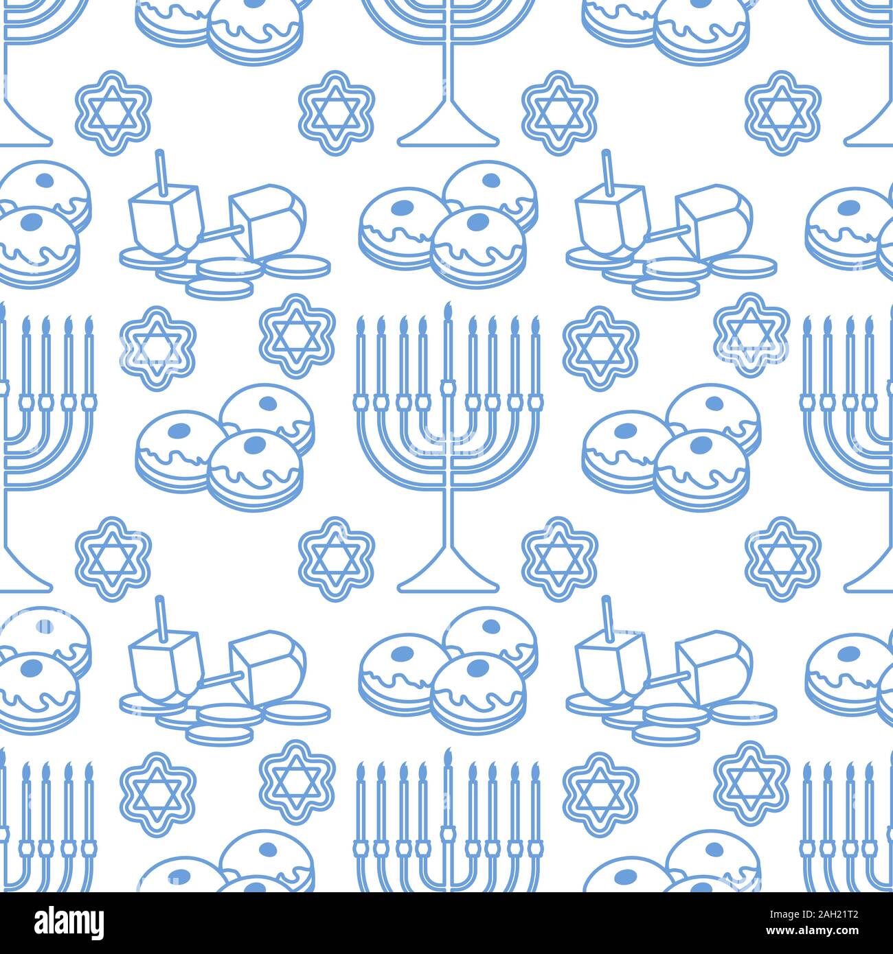 Happy Hanukkah. Jewish holiday Vector seamless pattern with traditional ...