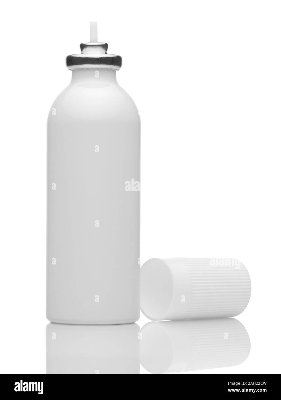 Photo of one abstract blank white spray bottle isolated on white ...
