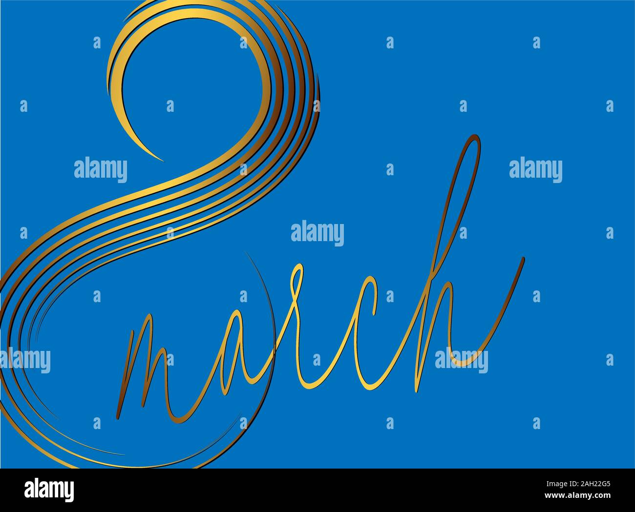 8 march invitation card. Gold 8 march in modern style on light ...