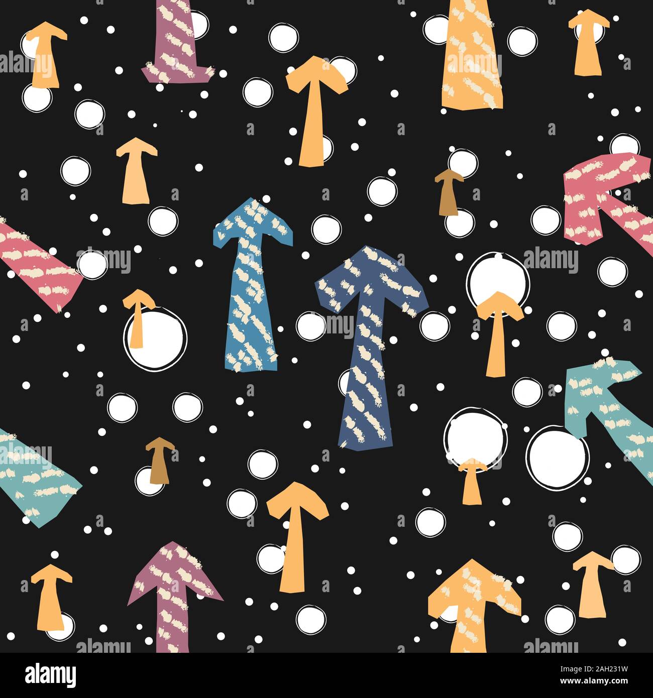 Childish Seamless Texture with Arrows. Hand Drawn Design With Brush ...