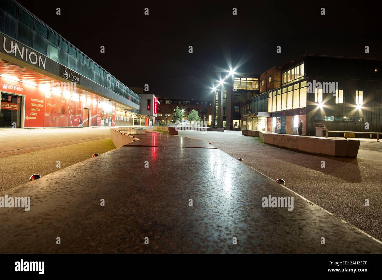 University of Lincoln campus buildings at night Stock Photo - Alamy