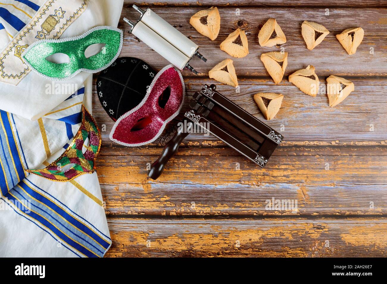 Traditional jewish carnival holiday Purim celebration and cookies ...