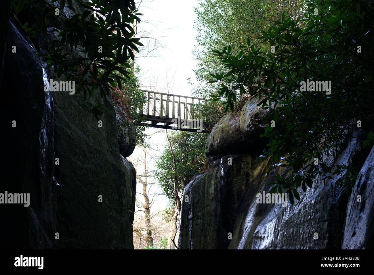 High rickety wood bridge hi-res stock photography and images - Alamy