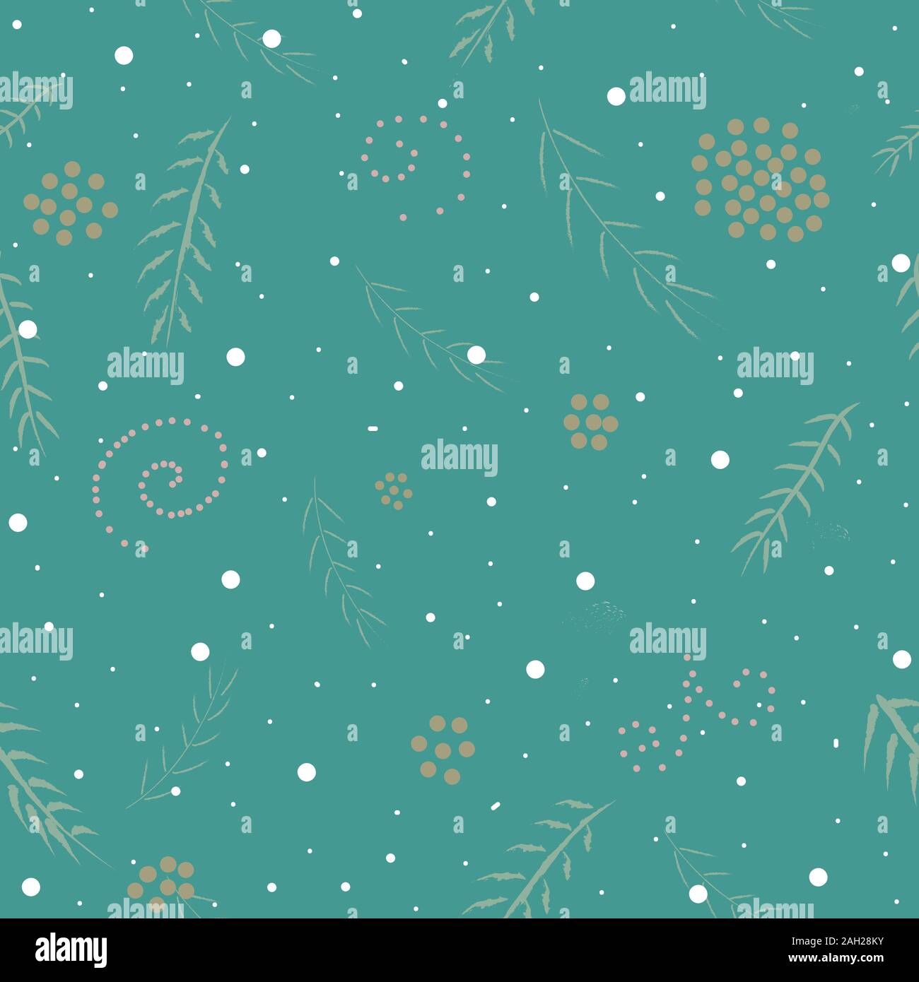 Winter Seamless Pattern with branches of spruce tree on subtle ...
