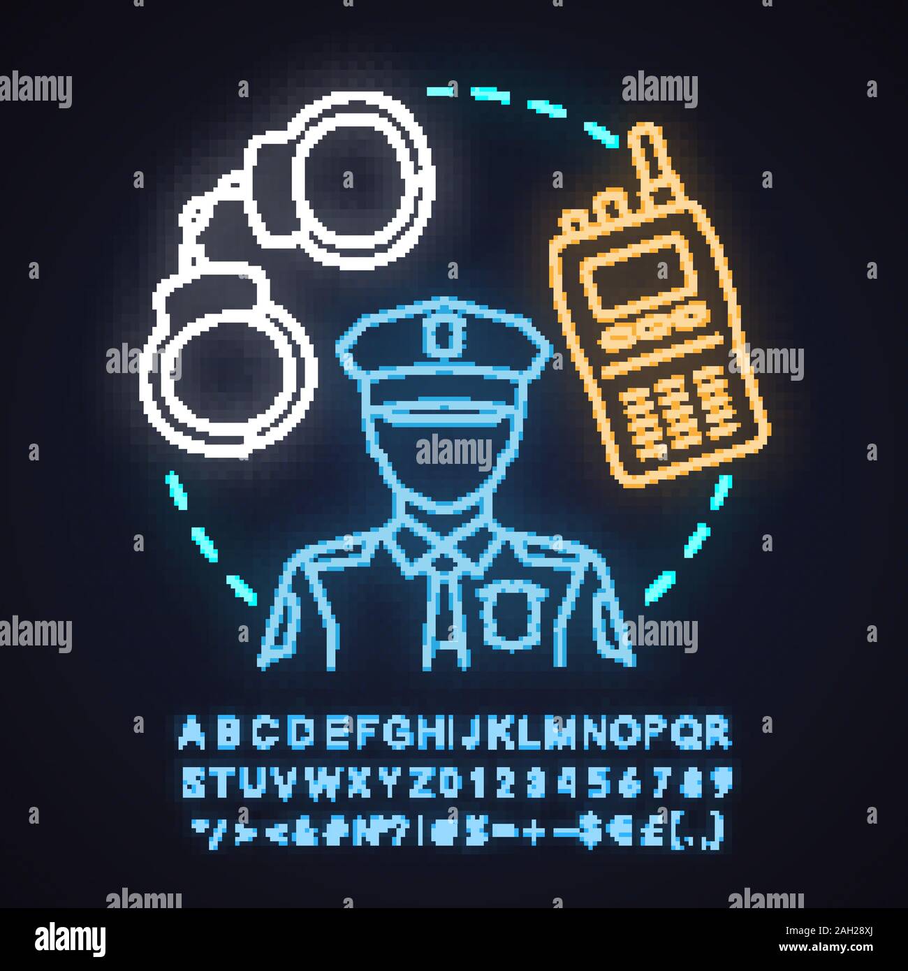 Police force neon light concept icon. Law enforcement idea. Policeman ...