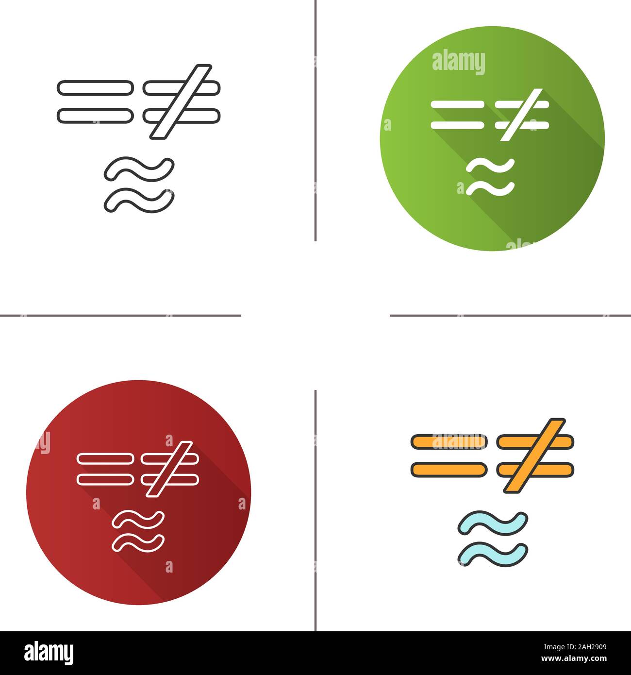 Math Symbols Icon. Equals, Is Not And Approximately Equal To Signs