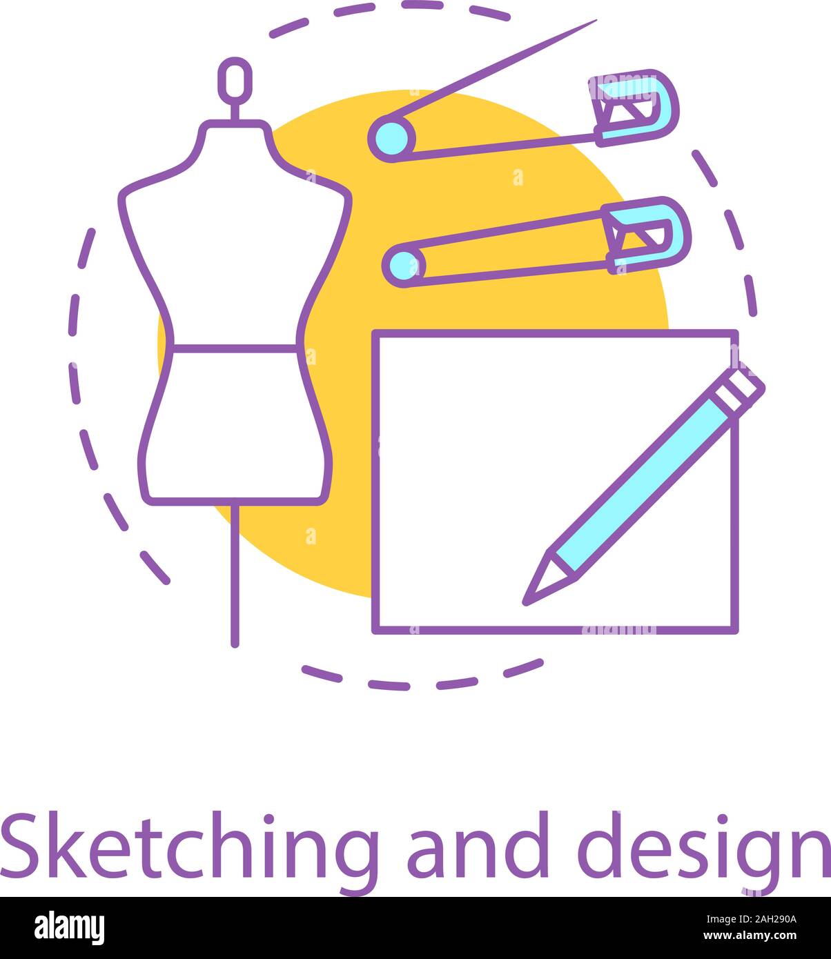 Clothes design sketches concept icon. Dressmaking idea thin line ...