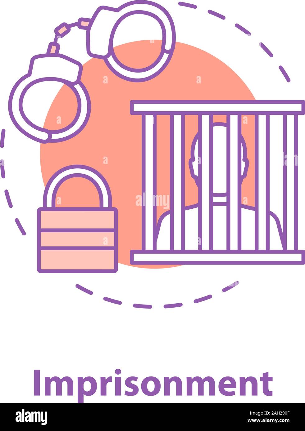 Imprisonment concept icon. Prisoner idea thin line illustration. Law enforcement. Punishment ...