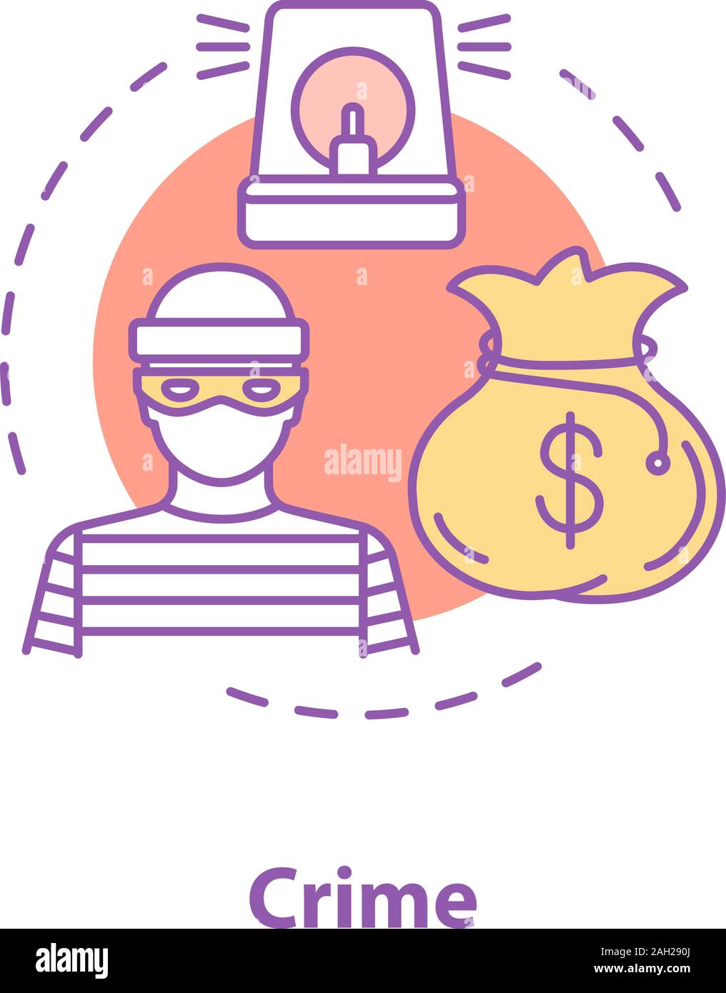 Crime concept icon. Offender, burglar idea thin line illustration ...