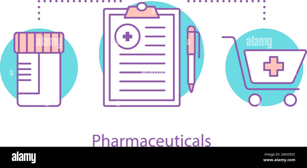 Pharmaceuticals concept icon. Medical prescription idea thin line ...