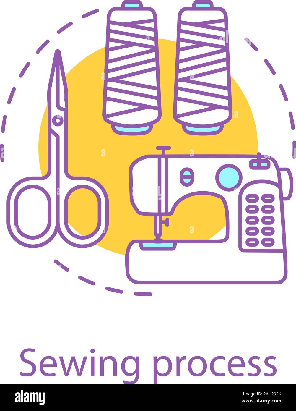 Sewing process concept icon. Tailoring idea thin line illustration ...