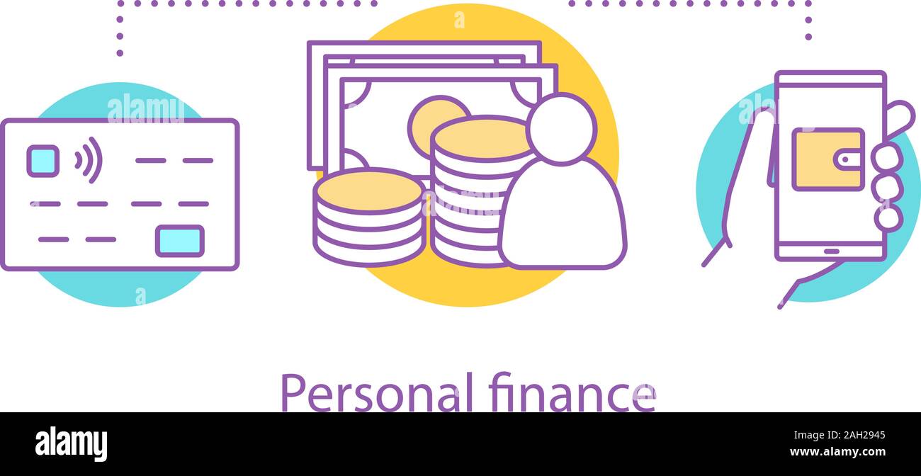 Personal finance concept icon. Banking idea thin line illustration ...