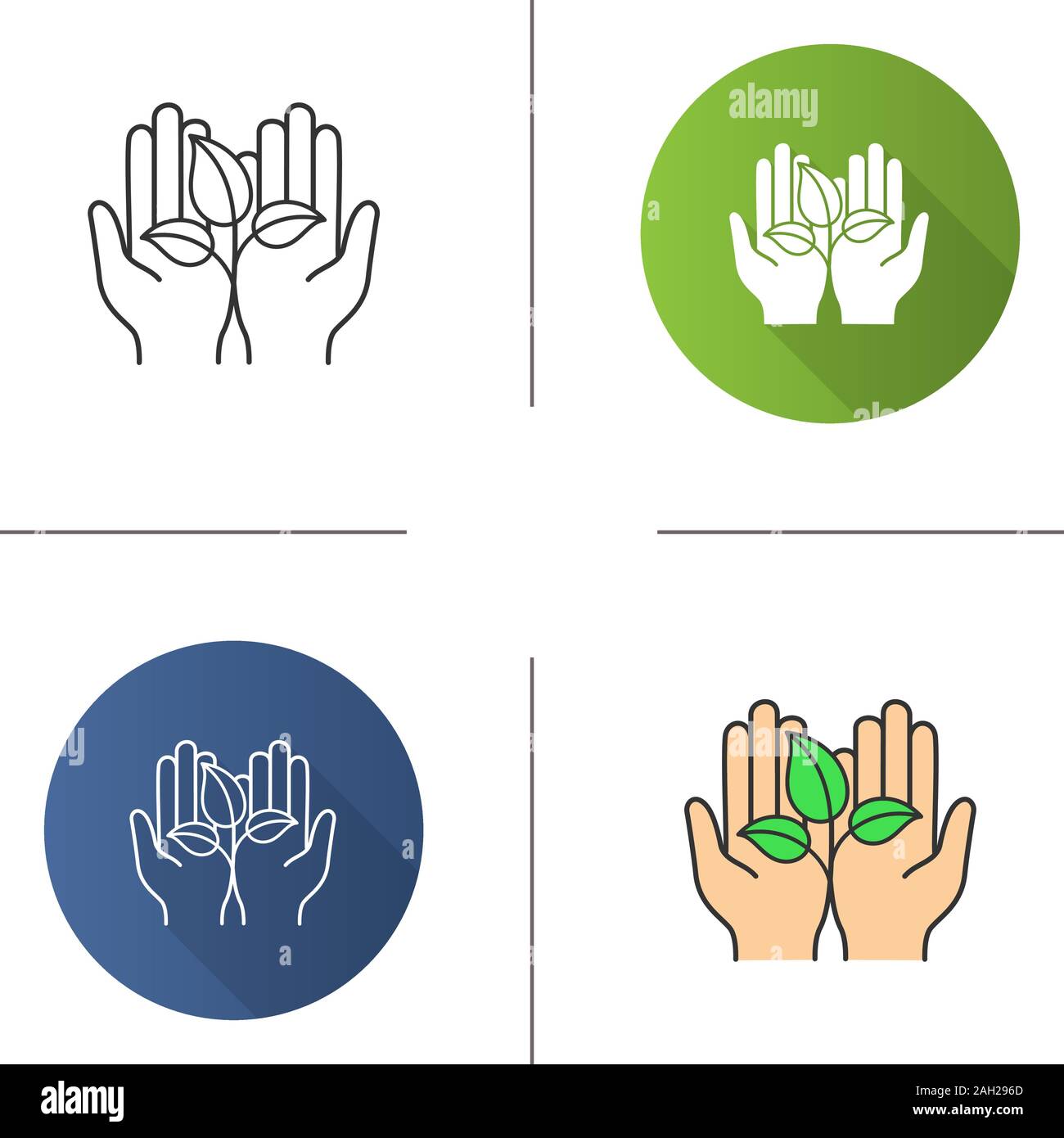 Greening icon. Flat design, linear and color styles. Environment ...