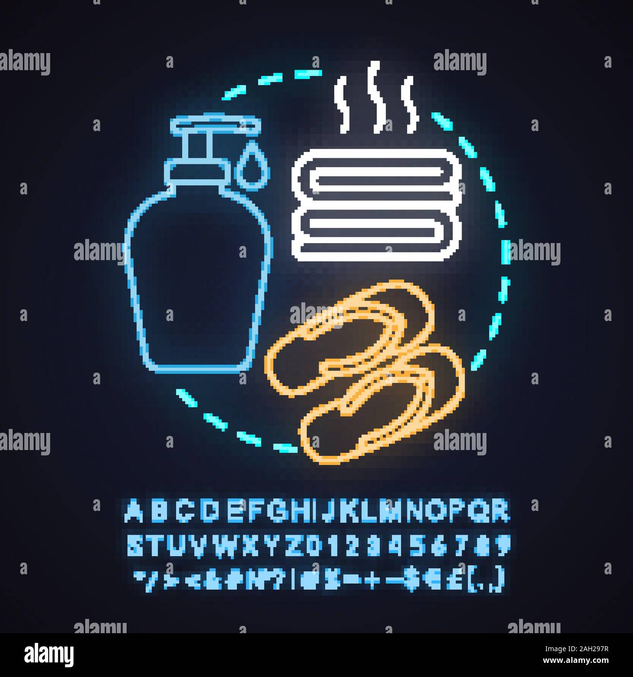 Spa salon neon light concept icon. Body care idea. Bath taking ...