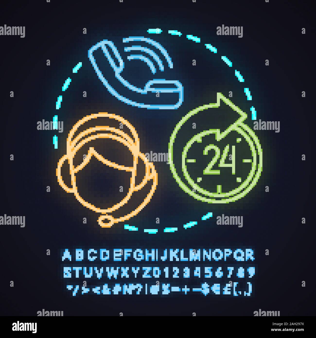 Call center neon light concept icon. Hotline idea. Phone support ...