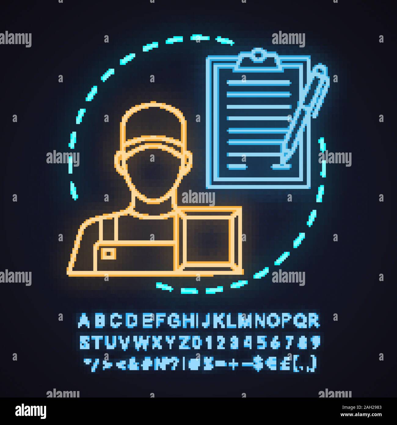 Delivery service neon light concept icon. Shipping idea. Courier ...