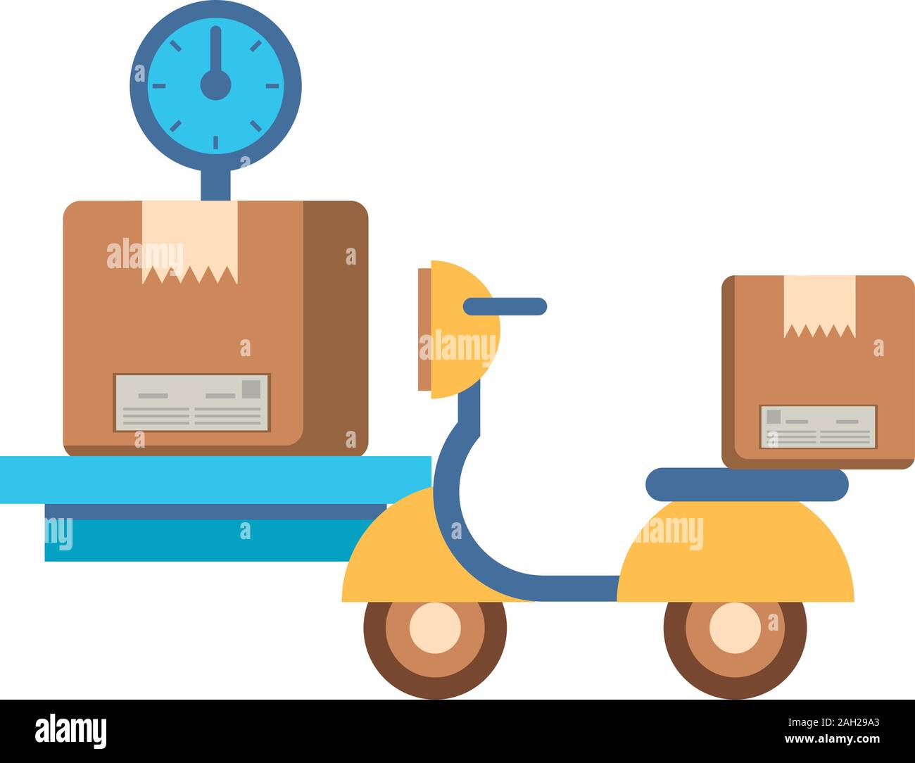 motorcycle vehicle with box packing postal service Stock Vector Image ...