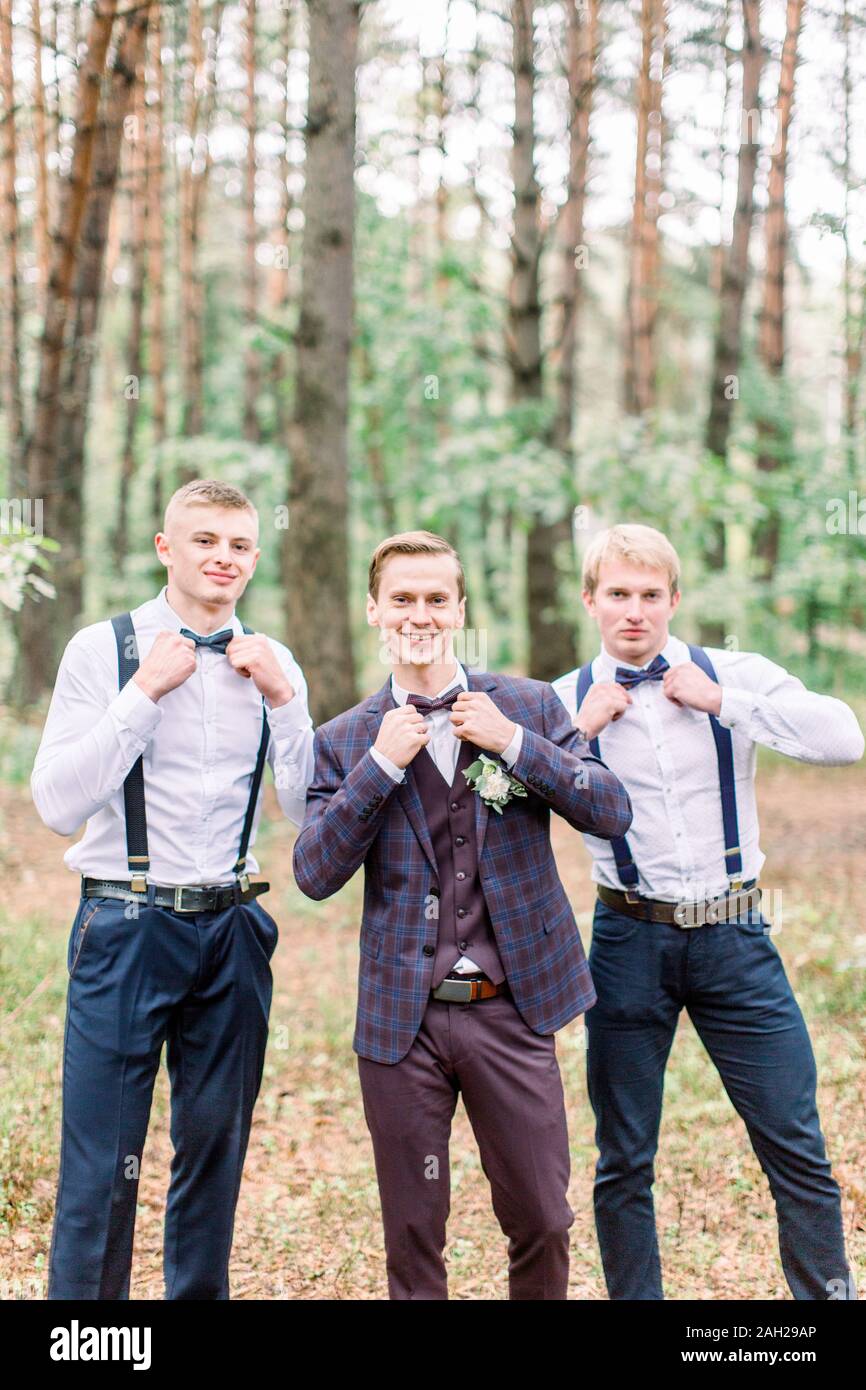 Groom friends in ties hi-res stock photography and images - Alamy