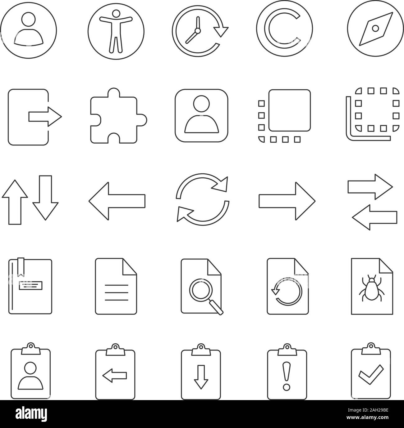 Uiux Linear Icons Set System Elements Common Actions Symbols Thin