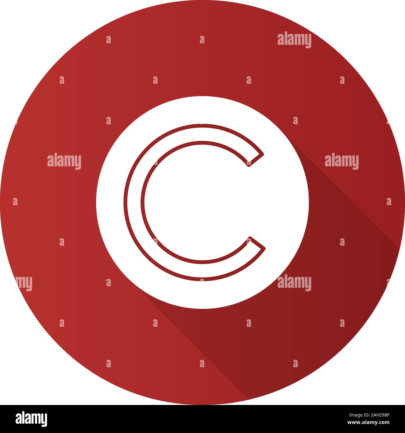Copyright symbol flat design long shadow glyph icon. License ...