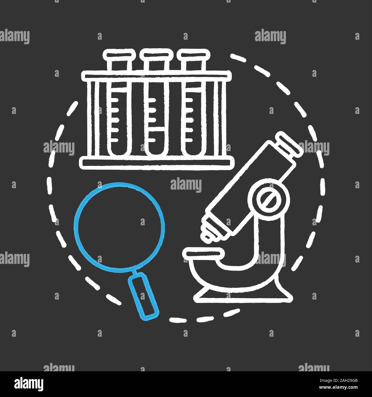 Science laboratory chalk concept icon. Microbiology idea. Study of ...